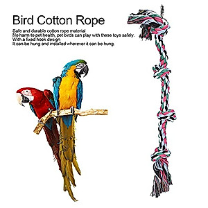 Zerodis Pet Bird Chew Cotton Rope Toys, Cotton Woven Rope Hammock Hanging on Parrot Cage, Parrots Biting Climbing Toys Cage Pendant Accessory
