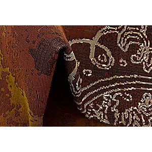 Unique Loom Outdoor Modern Collection Area Rug - Trio (5' 3" x 8' Rectangle, Rust Red/ Gold)