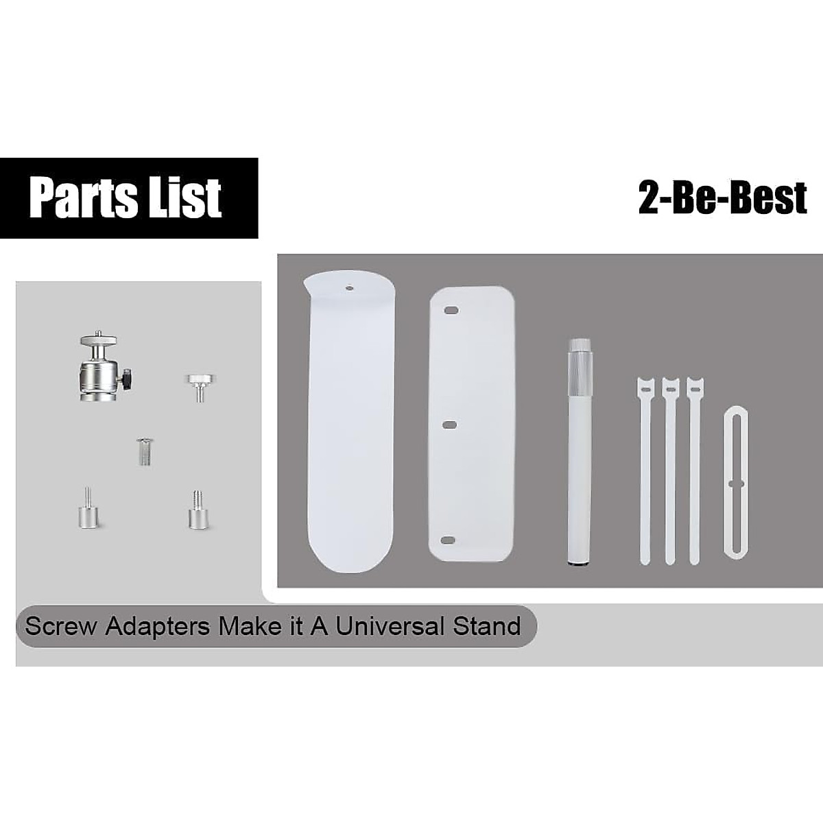 2-Be-Best Plug-in Projector Mount Bedside Sofa Projector Stand Wall Mount with 360° Adjustable, Projector Mount, Stand-Alone Design, Cable Management, Projector Holder White