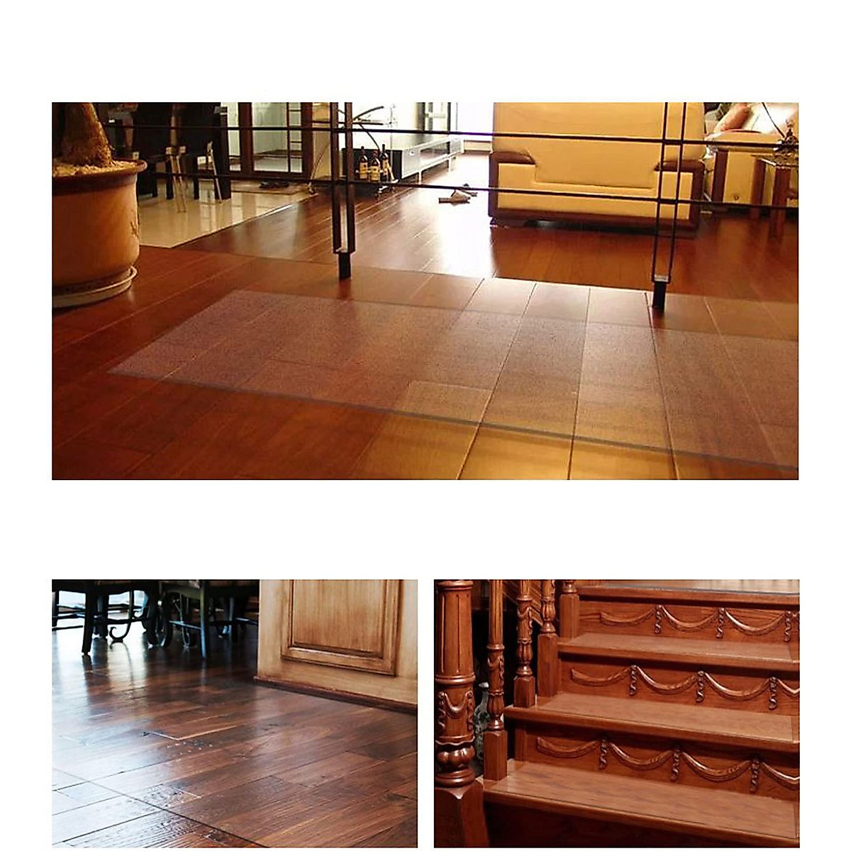 Office Chair Mat for Hardwood Floor，4x8.8ft Thick Transparent Heavy Duty Computer Swivel Chair，HD Transparent Carpet Entrance Hall Bedroom Mat Protect Pad,Transparent 2mm/0.08in