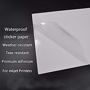 NACTECH 20Pcs Vinyl Sticker Paper Waterproof Glossy Decal Paper Sheets Self-Adhesive Sheets Printable Vinyl Sticker Paper for Inkjet Printer 8.3"x11"