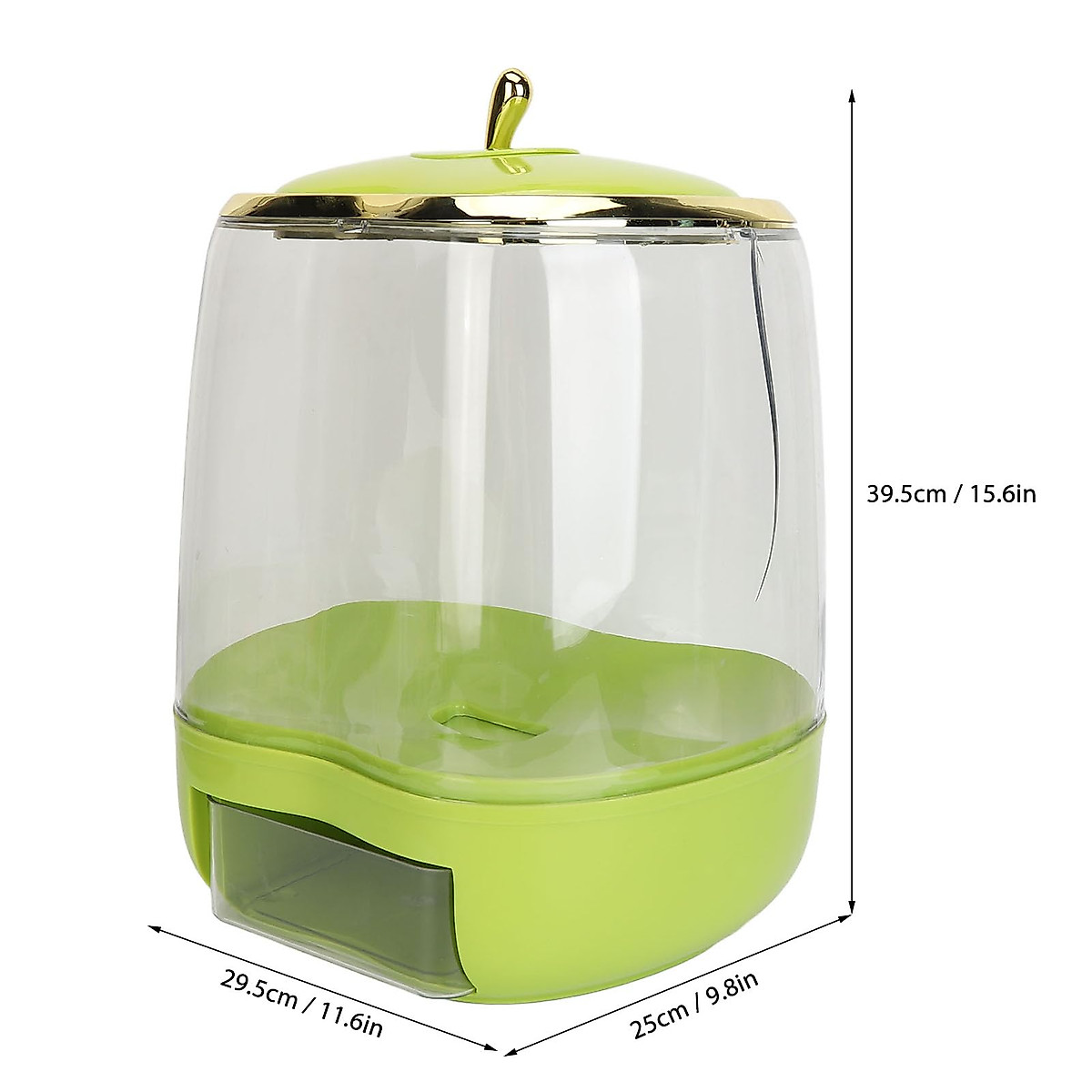 Kitchen Rice Container, 10KG Capacity Food Rice Storage Box, Rice Dispenser Bin Household Cereal Dispenser Bucket for Home Kitchen (Green)