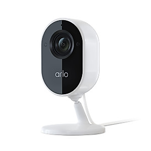 Arlo Essential Indoor Camera - 1080p Video with Privacy Shield, Plug-in, Night Vision, 2-Way Audio, Siren, Direct to WiFi No Hub Needed, Wireless Security, White - VMC2040
