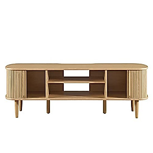 Modway Contour Mid-Century Modern 55" Media TV Stand in Oak, 15 x 54.5 x 18.5