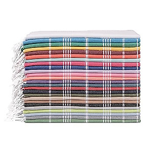 HAVLULAND Turkish Beach Towels Oversized 71x39 Turkish Bath Towel 100% Cotton Quick Dry Sand Free Beach Towel Turkish Towels Extra Large Beach Towels Travel Pool Yoga Camping Blanket (12, Multi)