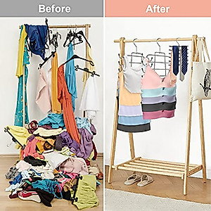 2 Pack Upgrade 9 Layers Pants Hangers Space Saving Black+2 Pack Tank Top Hangers Space Saving Metal Bra Organizer for Closet Organizer Dorm Room Essentials