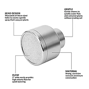 STYDDI 18-inch Soft Rain Watering Wand with Shut Off Valve, Lightweight and Durable Metal Gentle Watering Wand Perfect for Hanging Baskets, Planters, Garden, Shrubs and Seedbed