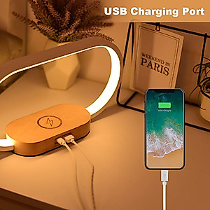 Donewin Wireless Charging Bedside Lamp with USB Charging Port,Premium Wooden Nightstand Light for Bedroom,Nursery Lamp,Touch-Control Desk Lamp,Ideal Gift Choice,Stepless Dimming& 3 Color Temps