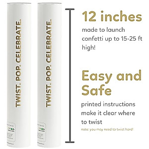 6 Pack Wedding Confetti Cannon Confetti Poppers | Gold, Silver & White | TUR Party Supplies | Launches Up to 25ft | Giant (12 in) | Party Poppers for Weddings, Bachelorette Parties, Birthdays, and Holiday Celebrations