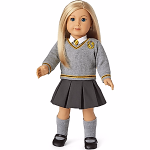American Girl Harry Potter 18-inch Doll Hufflepuff Outfit with Sweater and Scarf Featuring House Crest, For Ages 6+