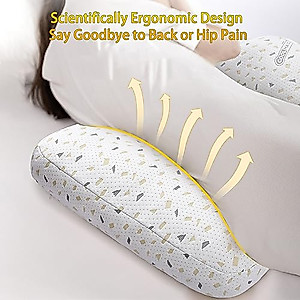 Coldew Pregnancy Pillows for Sleeping, PATENTED Maternity Pillow for Pregnant Women, Soft Adjustable Width, Pregnancy Body Pillow with Pillow Cover - Support for Belly, Back, Legs (Grey, Medium)