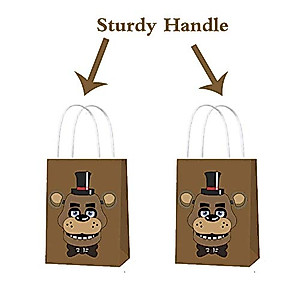 16 PCS Party Gift Bags for Five Night at Freddy's Party Supplies, Birthday Party Gift Goody Treat Candy Bags, Including 4 Patterns for Kids Birthday Party Decorations and Supplies