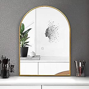 SCWF-GZ 24x36 Arch Mirror Square Wall Mounted Metal Frame Mirrors for Entryway Bedroom Bathroom Living Room 22x30 24x36 inch Black Silver - Gold