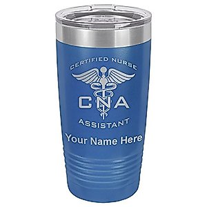 LaserGram 20oz Vacuum Insulated Tumbler Mug, CNA Certified Nurse Assistant, Personalized Engraving Included (Dark Blue)
