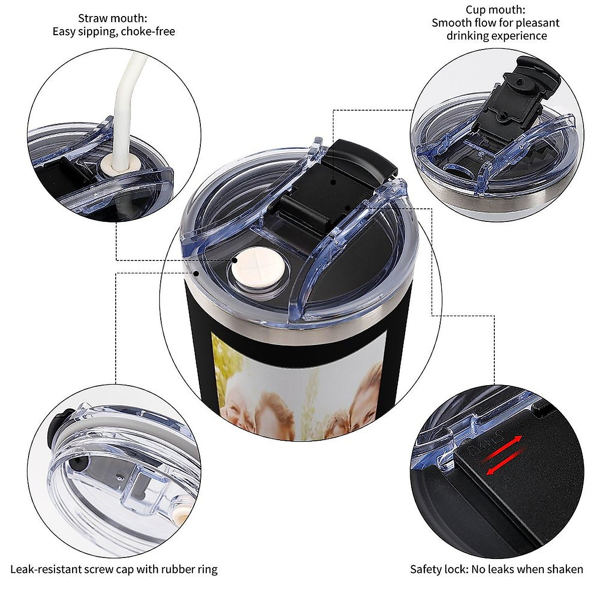 Personalized Tumbler Custom Insulated Travel Mug Custom Drinking Coffee Cup with Photos and Text 40oz Christmas Birthday Gift