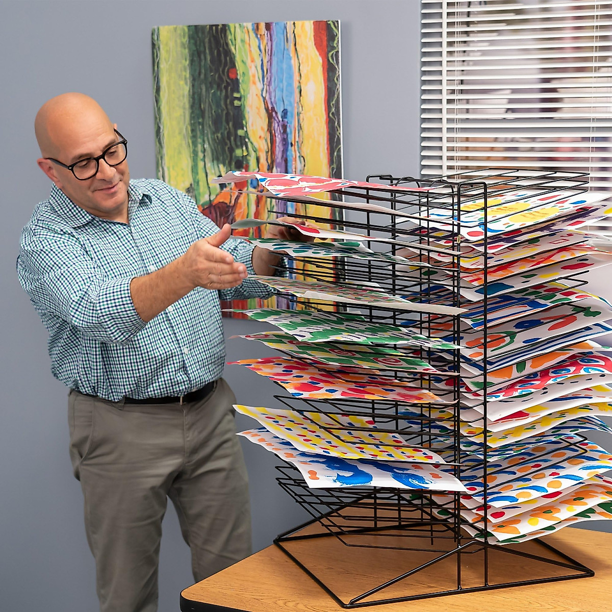 Sax All-Steel Double Sided Wire Drying Rack, 50 Shelves, 17 x 20 x 30 Inches, Steel, Black - 216782