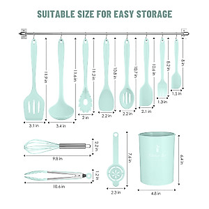 Kitchen Utensils Set-12 Pieces Silicone Cooking Utensils Set (Dishwasher Safe) 392°F Heat Resistant Spatula Set,Kitchen Utensil Set for Nonstick Cookware,Best Kitchen Tools with Holder