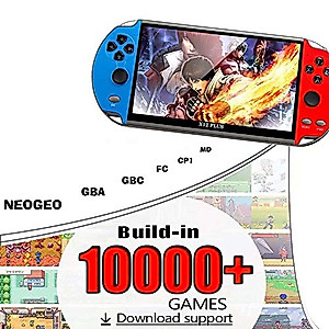 songlan-X12 Plus 7-inch HD Screen Handheld Portable MP5, 10000+ Free Games，Dual Joystick Nostalgic Arcade Video Game Machine 16GB ROM, Support GBC/GBA/NES/MD/SMC/SFC Games Children's Gifts