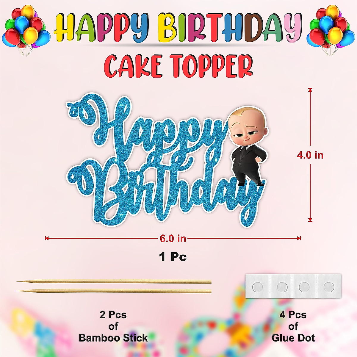 Seyal® Bby Boss Happy Birthday Cake Topper