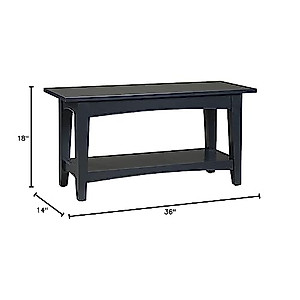 Alaterre Furniture Shaker Cottage Bench with Shelf, 36" W, Charcoal Gray