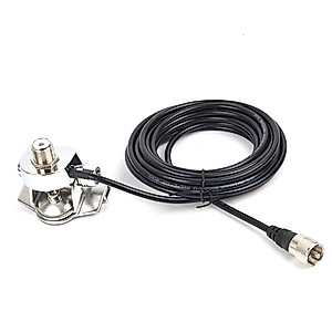 TWAYRDIO Angle Adjustable 180° Radio Antenna Magnetic Mount 4 Inch Base with Stainless Steel Car Clip Antenna Mount Trunk Lid Hatchback Mount Bracket and SO239 to PL-259 16.4ft RG-58 Coaxial Cable