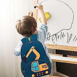 LOIDOU Toddler Backpack Boys 15 Inch Kids Preschool Kindergarten Truck School Backpack with Lunch bag Book Bag for Daycare Nursery Travel,Fits 3 to 8 years old