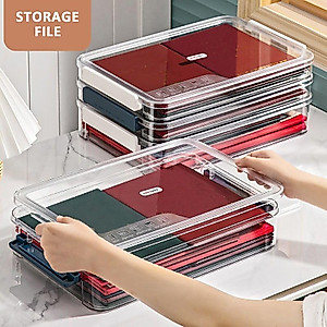 ZeJlo Plastic Storage Containers with Lids, Clear Storage Bins with Lids, 3 PCS Plastic File Box, Plastic Storage Box for Organizing A4 Paper, Photo, Document, Scrapbook, Small Toys, etc