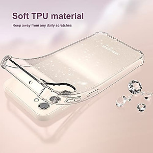 KSWOUS for Samsung Galaxy S23 Plus Case Glitter Clear with Screen Protector[2 Pack], [Military Protection] Bling Sparkly Cute Bumper Shockproof Slim Cover for Women Girls