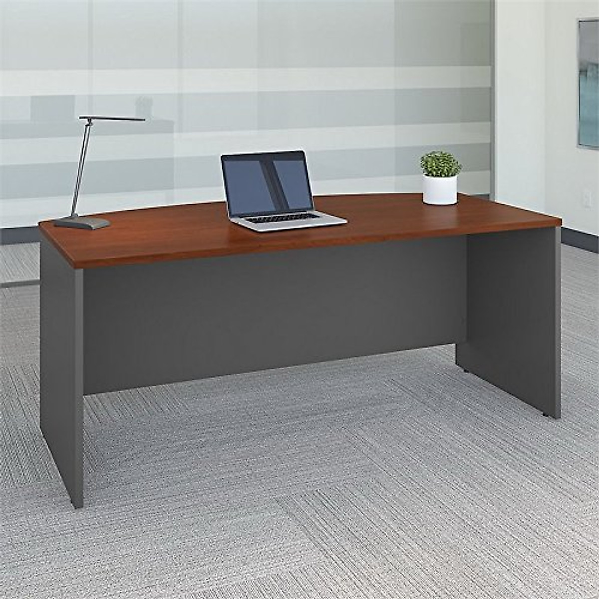 Bush Business Furniture Series C 72W Bowfront Desk Shell in Hansen Cherry