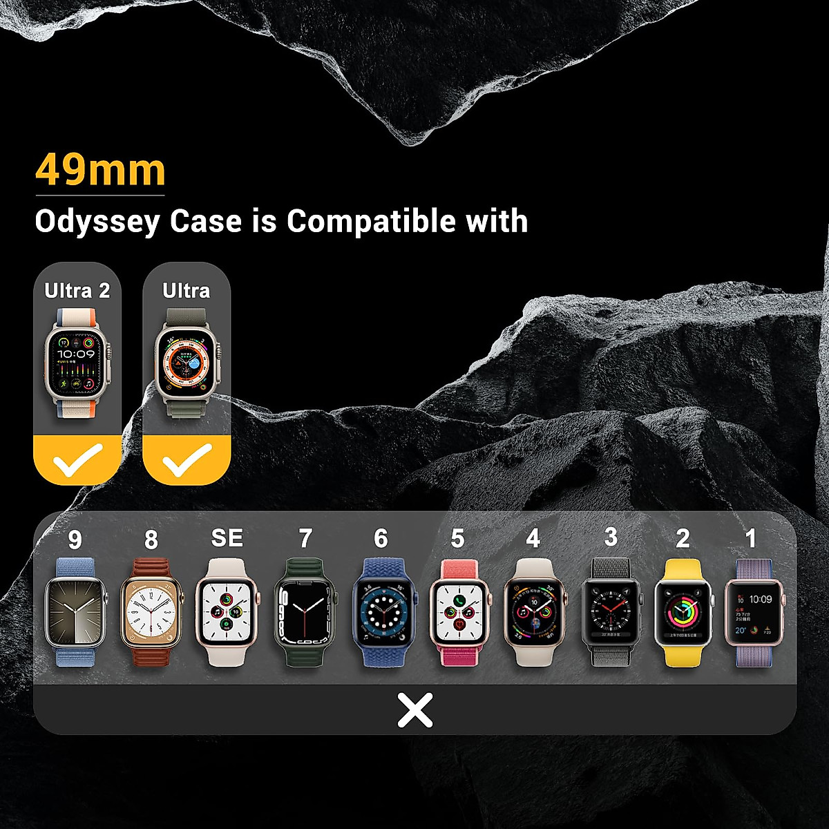 MAGEASY Aircraft-Grade Aluminum Rugged Case for Apple Watch Ultra 2, Apple Watch Ultra 49mm | 2 in 1 Metal Hard Shell with Shockproof Inner Bumper for Max Protection, Odyssey - Titanium