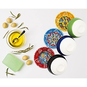 Küchengeräte 6 pcs Hand Painted Turkish Ceramic Snack Bowls 3.35''/8.5cm-74ml/2.5 oz Decorative Ottoman Tulips Design Multi-Purpose Cute Set - Pinch Sauce Dipping Finger Small Serving Bowls