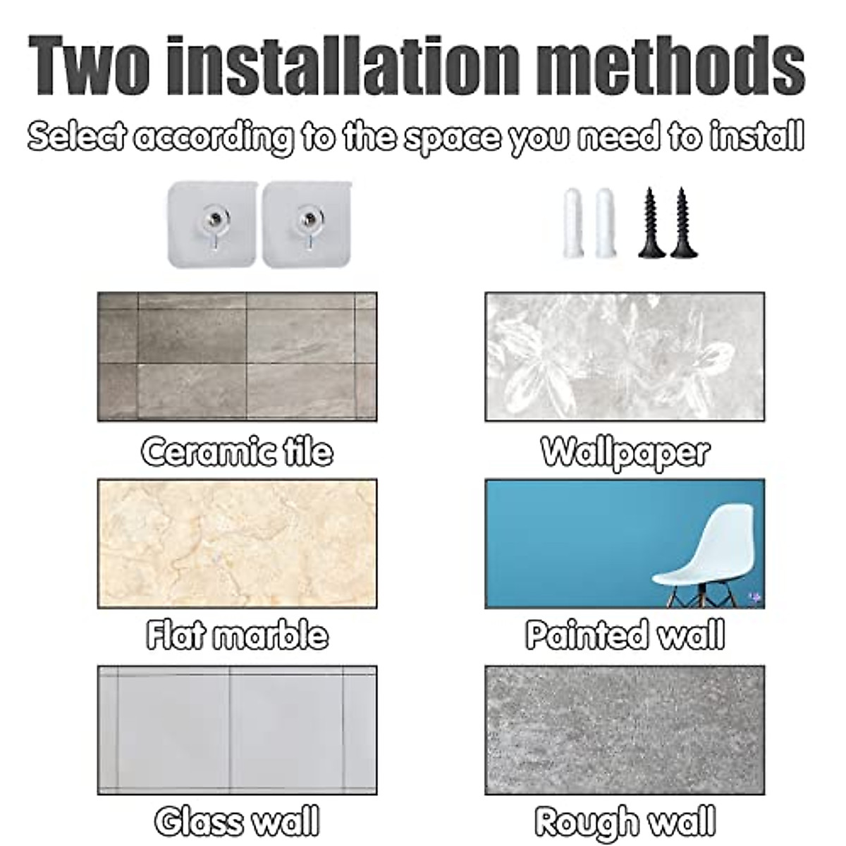 FSiyouda 2 Pack Sturdy and Durable Floating Shelves, Easy to Install Metal Wall Shelf, Modern Style Wall Mounted Shelves for Bathroom, Living Room, Kitchen, Bedroom, Black