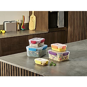 Joseph Joseph Nest Lock, 5 Piece Plastic Food Kitchen Storage Container set with lids, Leak Proof, Airtight, Space Saving, BPA free- Multicolour