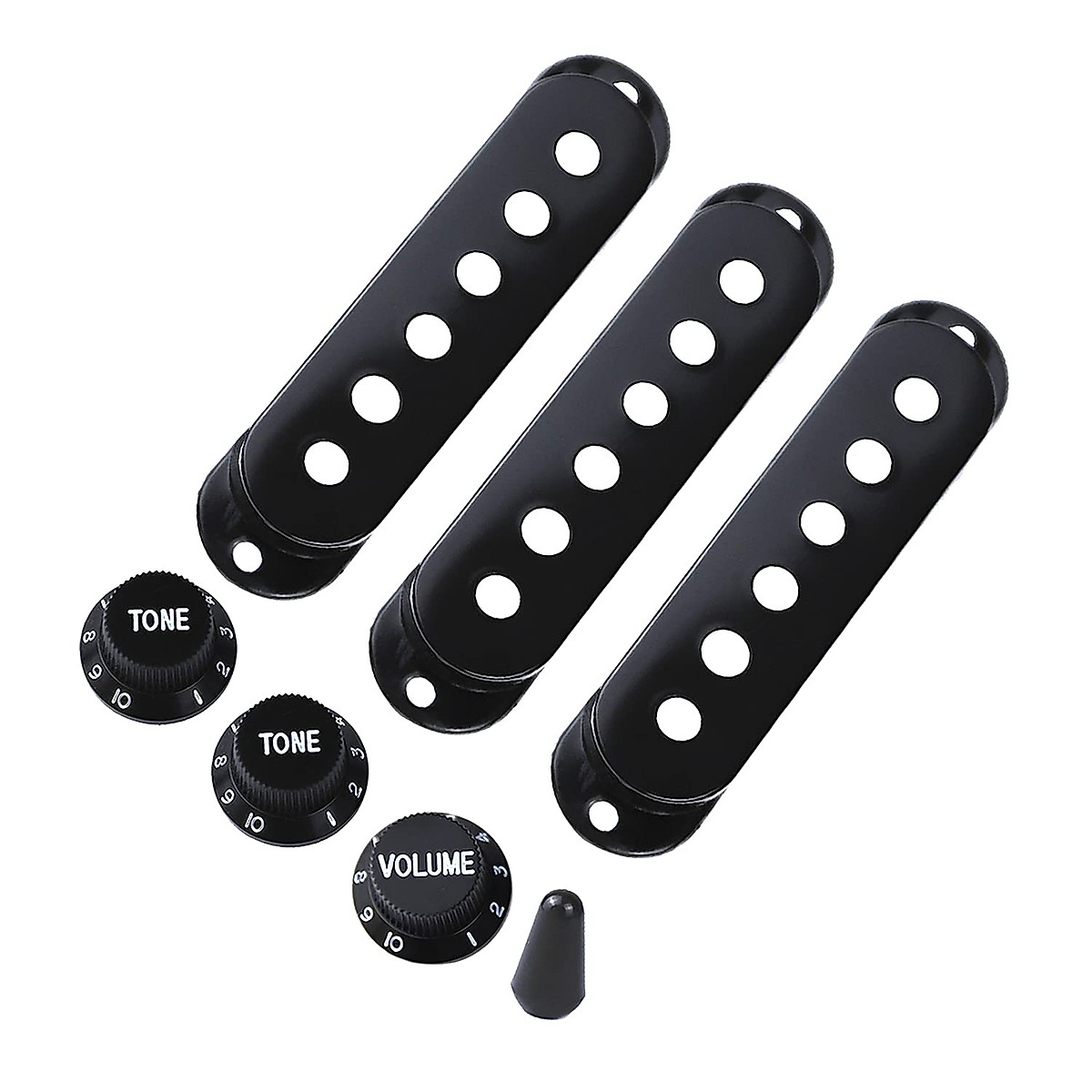 Yootones Guitar Pickup Cover Volume Single Coil Tone Knobs Selector Switch Tip Compatible with Stratocaster Strat Electric Fender Guitar Pickup (Black)