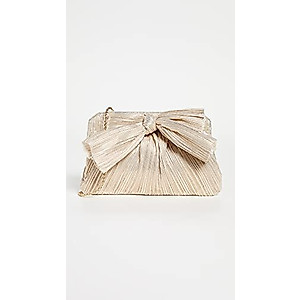 Loeffler Randall Women's Rayne Pleated Frame Clutch with Bow, Platinum, Metallic, Gold, One Size
