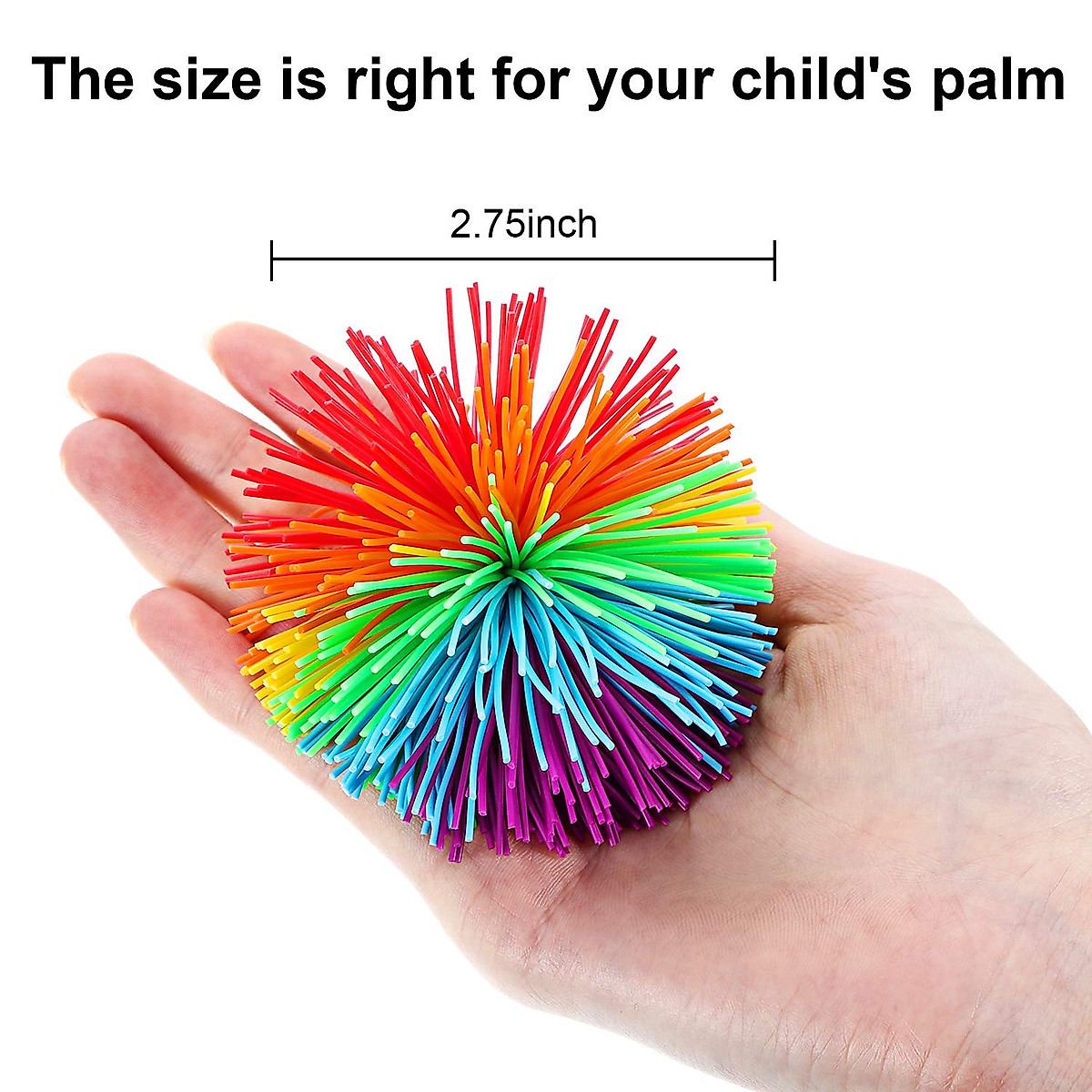 8 Pieces Monkey Stringy Balls Sensory Fidget Stringy Balls Soft Rainbow Pom Bouncy Stress Balls with Storage Bag, Multicolor (2.75 Inch 8 Pieces)