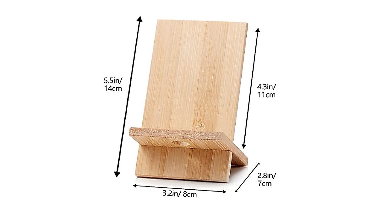 FadyDail Bamboo Phone Stand with Charging Hole for All Smartphones