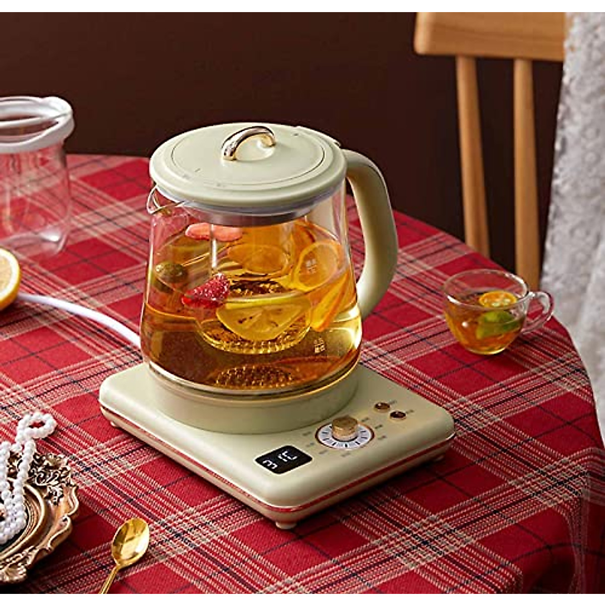 Household Multifunctional Tea Machine Health Pot Glass Kettle Intelligent Automatic Kettle Water Heater 1.5L with Filter Teapot Split Electric Teapot Anti-Dry Heat Preservation for 24 Hours A,1.5L (C