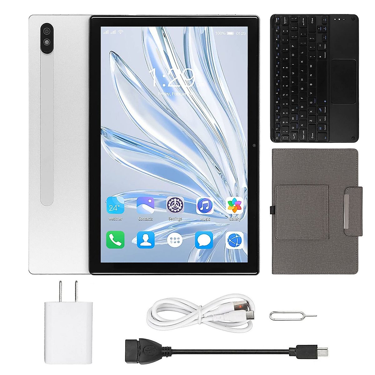 10.1 Inch Tablet, 4G Call 2 in 1 Fast Charge Support Tablet PC 12 with 5G WiFi Keyboard for Learn (US Plug)
