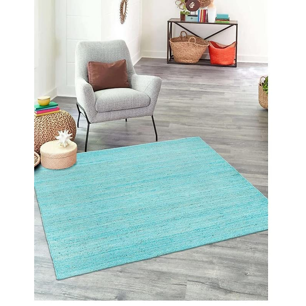 Rugs Beautiful Hand Woven Braided Natural Jute Area Rugs for Bed Room & Living Room Decoration Firozi 4 x 6 Ft. Jute Rug by Rugs Hut