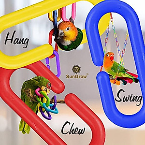 SunGrow Rainbow C-Clips Plastic Chain Links, Bird Swing & Climbing Chain Cage Toy Clips & Hooks, DIY Kids Learning Toys for Classroom, Suitable for Sugar Glider, Rat, Parrot, Bird (200 Pcs)