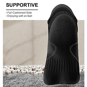 BULLIANT Men Running Socks 6Pairs-Ankle Athletic Socks Wicking Cushioned for Men Walking-Arch Compression Support(6Pairs,Shoes Size:Men 13-15)