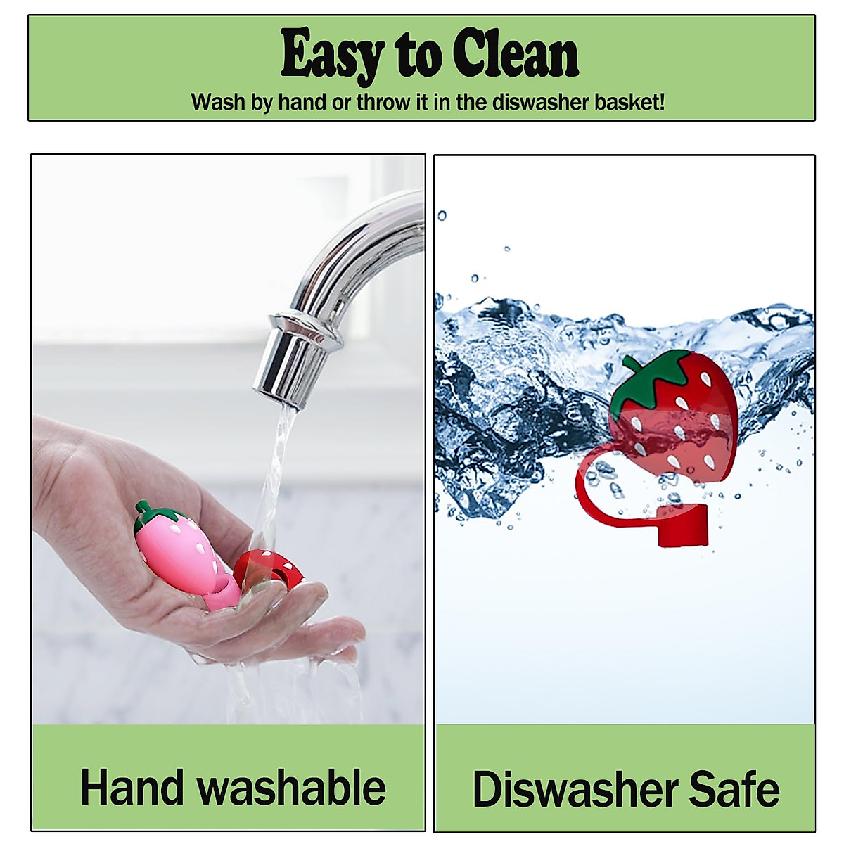 WELTAZ 2 Pack Strawberries Straw Covers Cap Compatible with Stanley 14oz&20oz&30oz&40oz Tumbler,Food Grade Silicone Cute Straw Topper, Straw Protectors For 10mm Straw