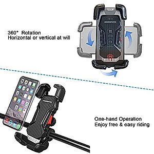 SEVEN SPARTA Bike Phone Mount Holder Motorcycle Phone Mount for Handlebar Accessories Compatible with iPhone 13 13 Pro Max 11, Galaxy and Other 4.7-6.8 Inches Cellphones (Black)