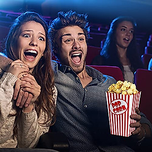 Zahaat 50 Popcorn Boxes 5.5 Inches Tall Red and White Popcorn Bags Mini Pop Corn Buckets and Container for Movie Theater, Home, Carnival Party, Decorations