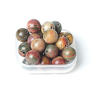 100Pcs Natural Stone 10mm Picasso Round Loose Gemstone Energy Healing Beads Hole Size 1mm DIY Smooth Beads for Bracelet Necklace Earrings Jewelry Making