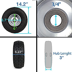 (2 Pack) 15 x 6.00-6 Tire and Wheel Set - for Lawn Tractors with 3” Centered Hub and 3/4" Sintered iron bushings