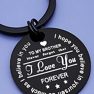 Brother Gifts from Sister Brother Keychain Inspirational Gifts for Brother Keyring Christmas Birthday Thanksgiving Gifts for Brother Encouragement Gifts for Brother Graduation Gifts