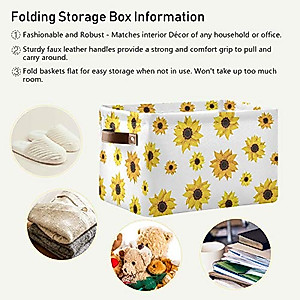 ODAWA Sunflower Storage Bins Fabric Cloth Storage Baskets Decorative Organizers (Sunflower, Set of 1)