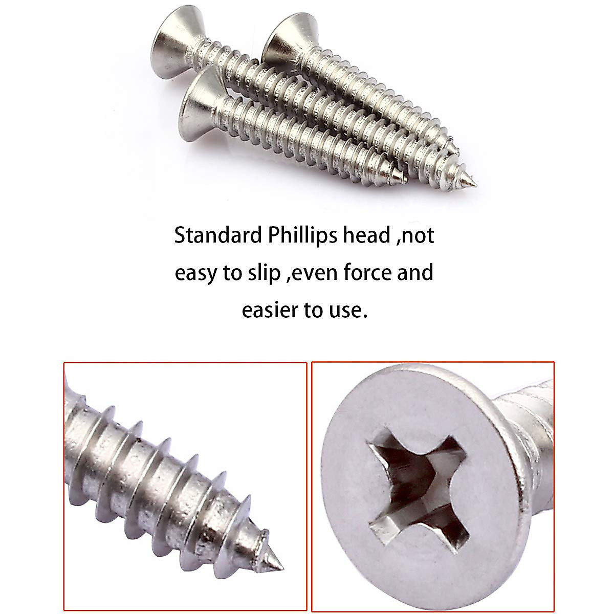 ZLYY 100pcs M4x30mm Stainless Flat Head Phillips Self-Tapping Wood Screw 18-8 (304) Stainless Steel Screw